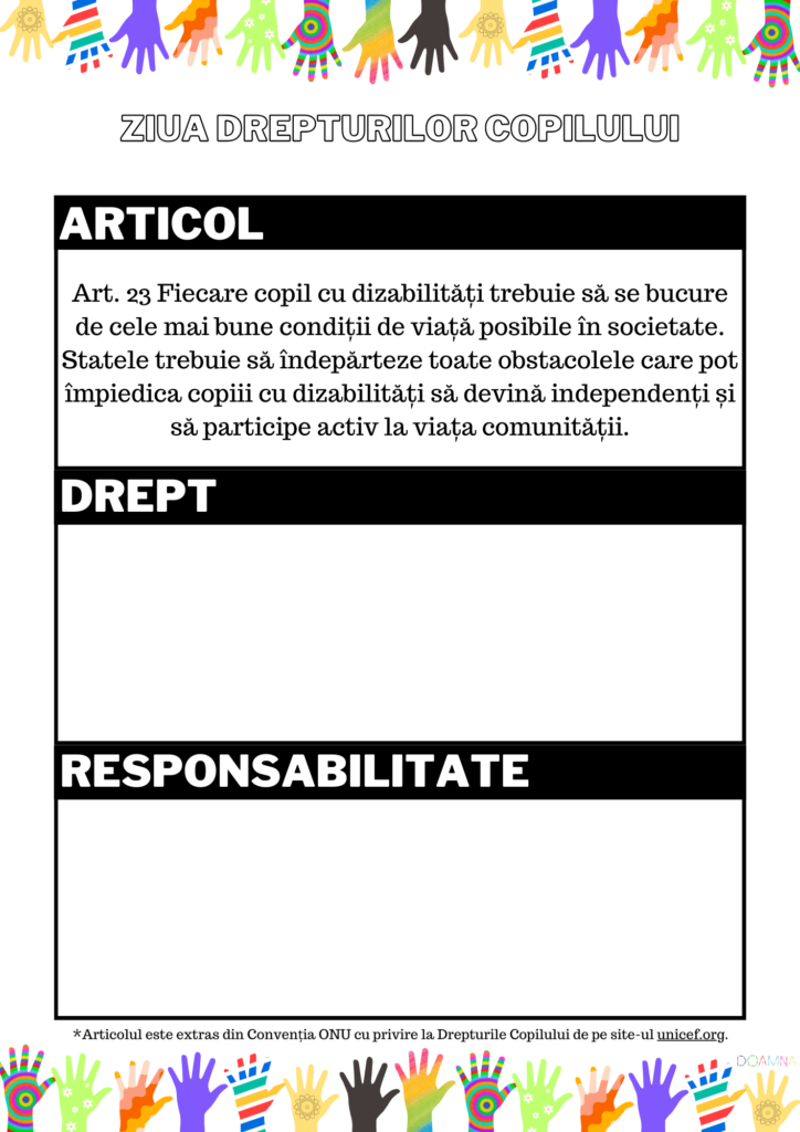 Activități pentru Ziua Drepturilor Copilului DOAMNA.org