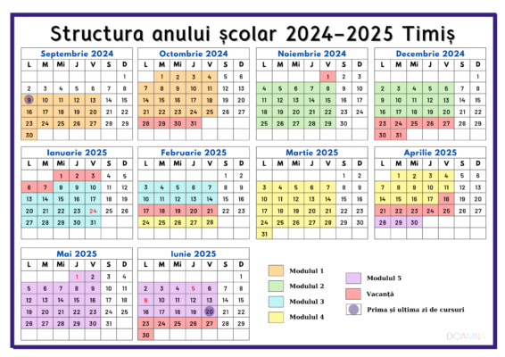 Structura anului școlar 2024-2025 Timiș DOAMNA.org