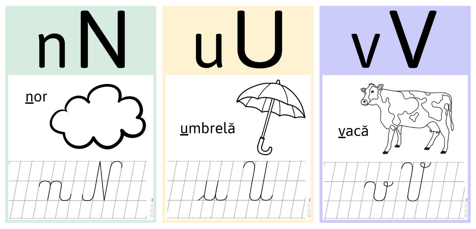 Planșe alfabet cu litere de mână
